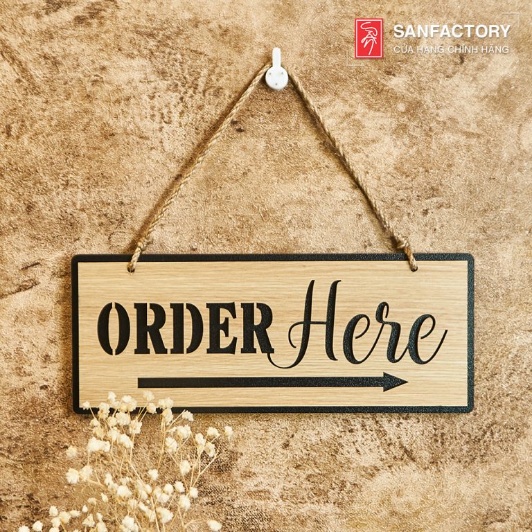 Biển Bảng Gỗ Order Here Gọi Món Tại đây Có Mũi Tên Chỉ Hướng Loại Treo ...