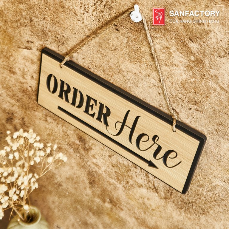 Biển Bảng Gỗ Order Here Gọi Món Tại đây Có Mũi Tên Chỉ Hướng Loại Treo ...